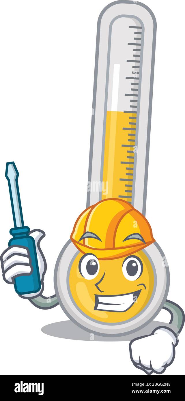 cartoon character of warm thermometer worked as an automotive Stock ...