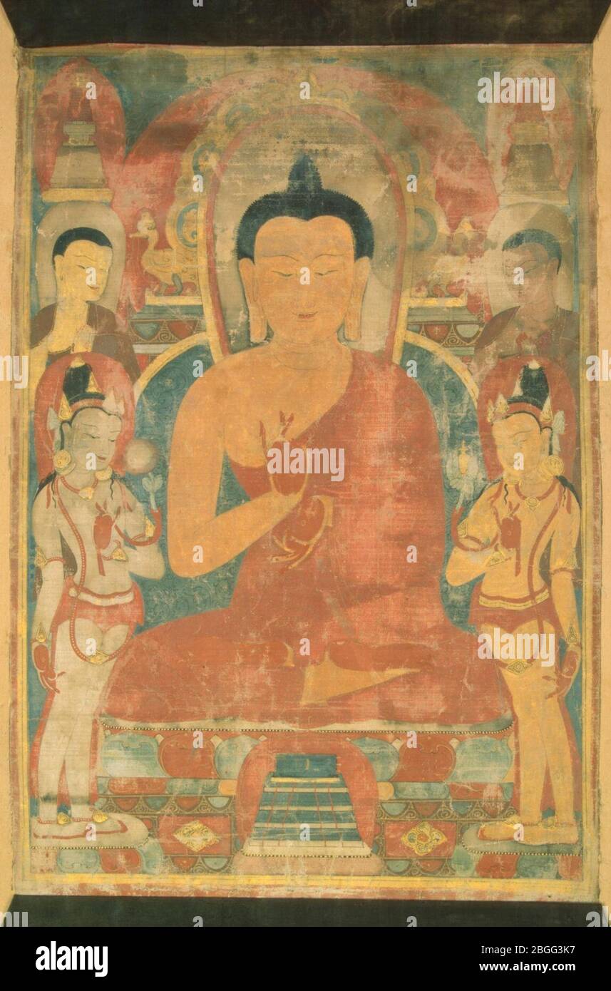 -2342 Teaching Buddha and Two Standing Bodhisattvas Stock Photo - Alamy