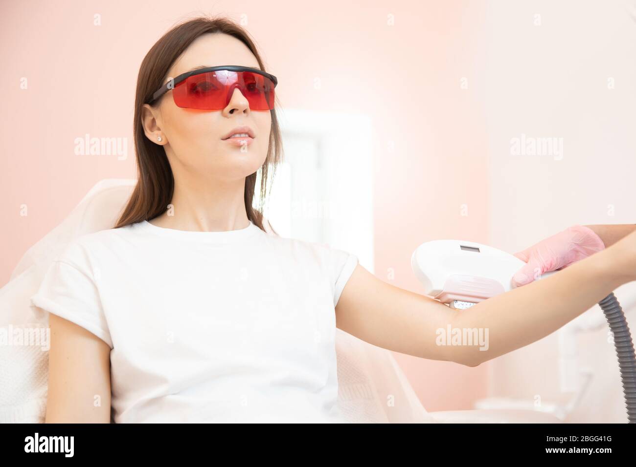 Laser removal Epilation Hair on hand arm young woman. Health and beauty ...