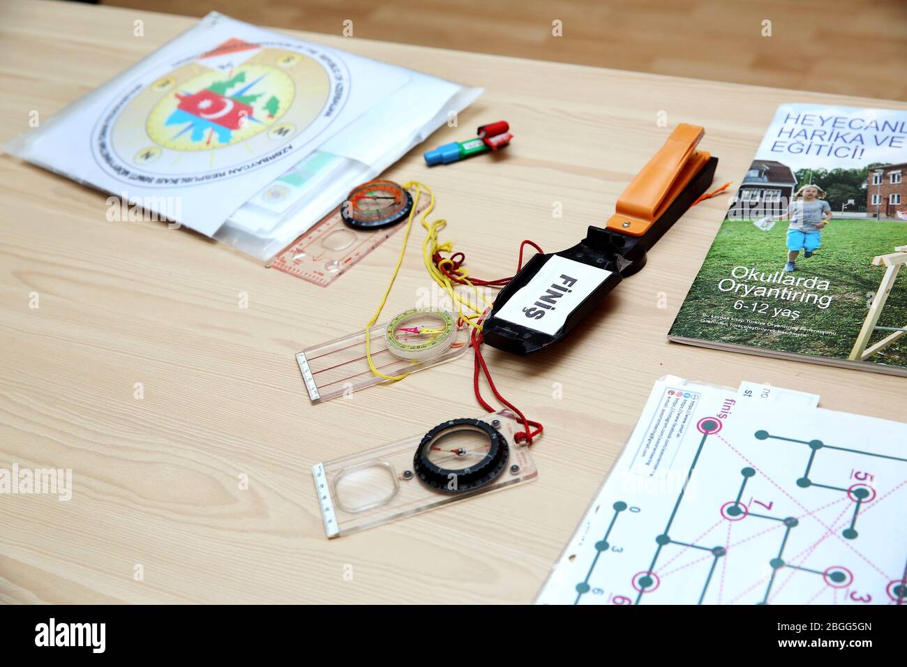Top view of topographic map for orienteering or rogaining sport and ...