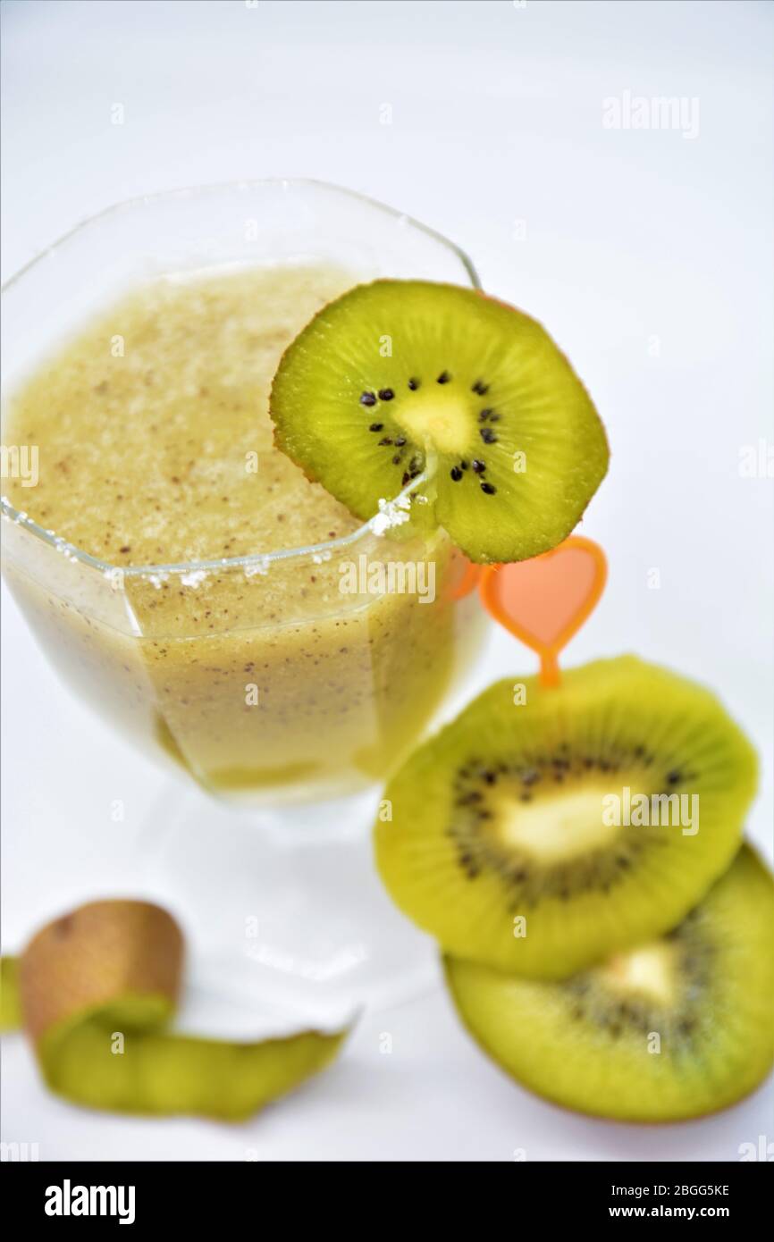 fresh kiwi shake fuit drink in glass Stock Photo - Alamy