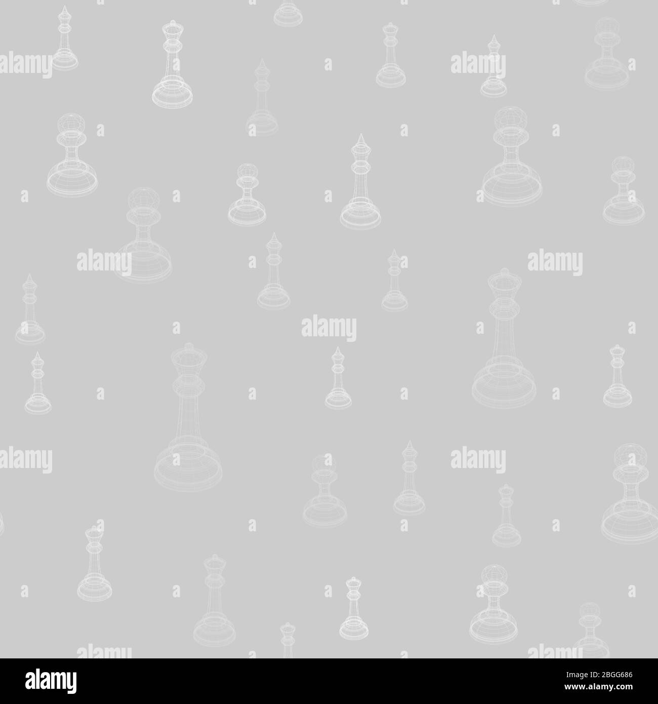 Seamless pattern of chess pieces king, queen and pawn. 3d frame ...