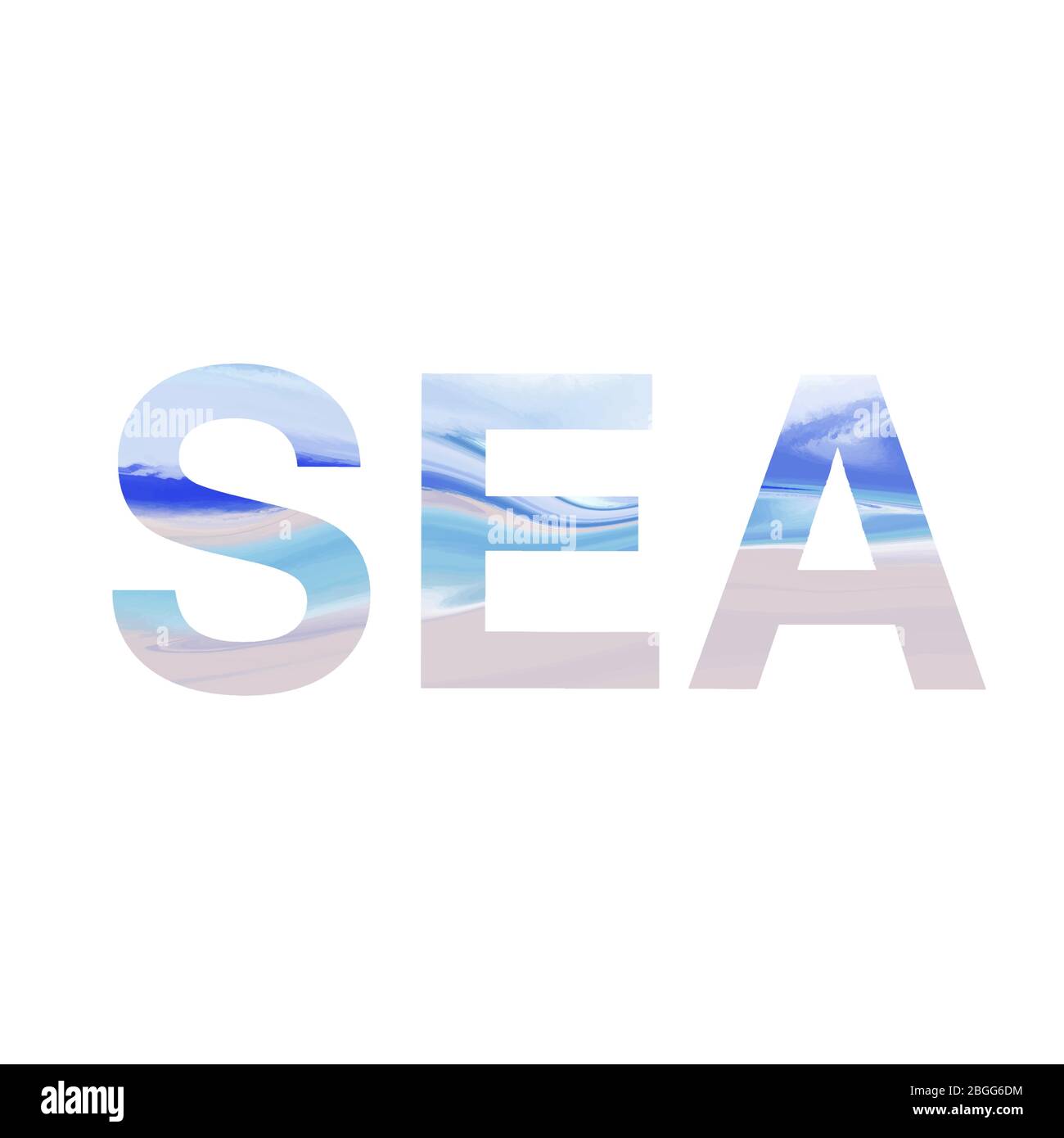 Bright Vector illustration with the word sea creative typography with ...