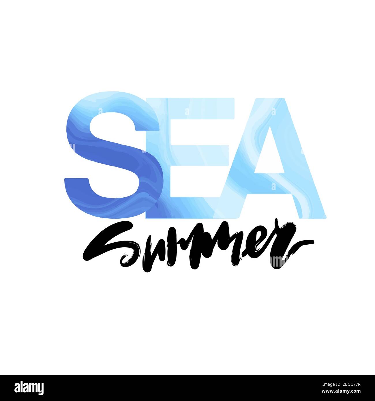 Bright Vector illustration with the word sea creative typography with ...