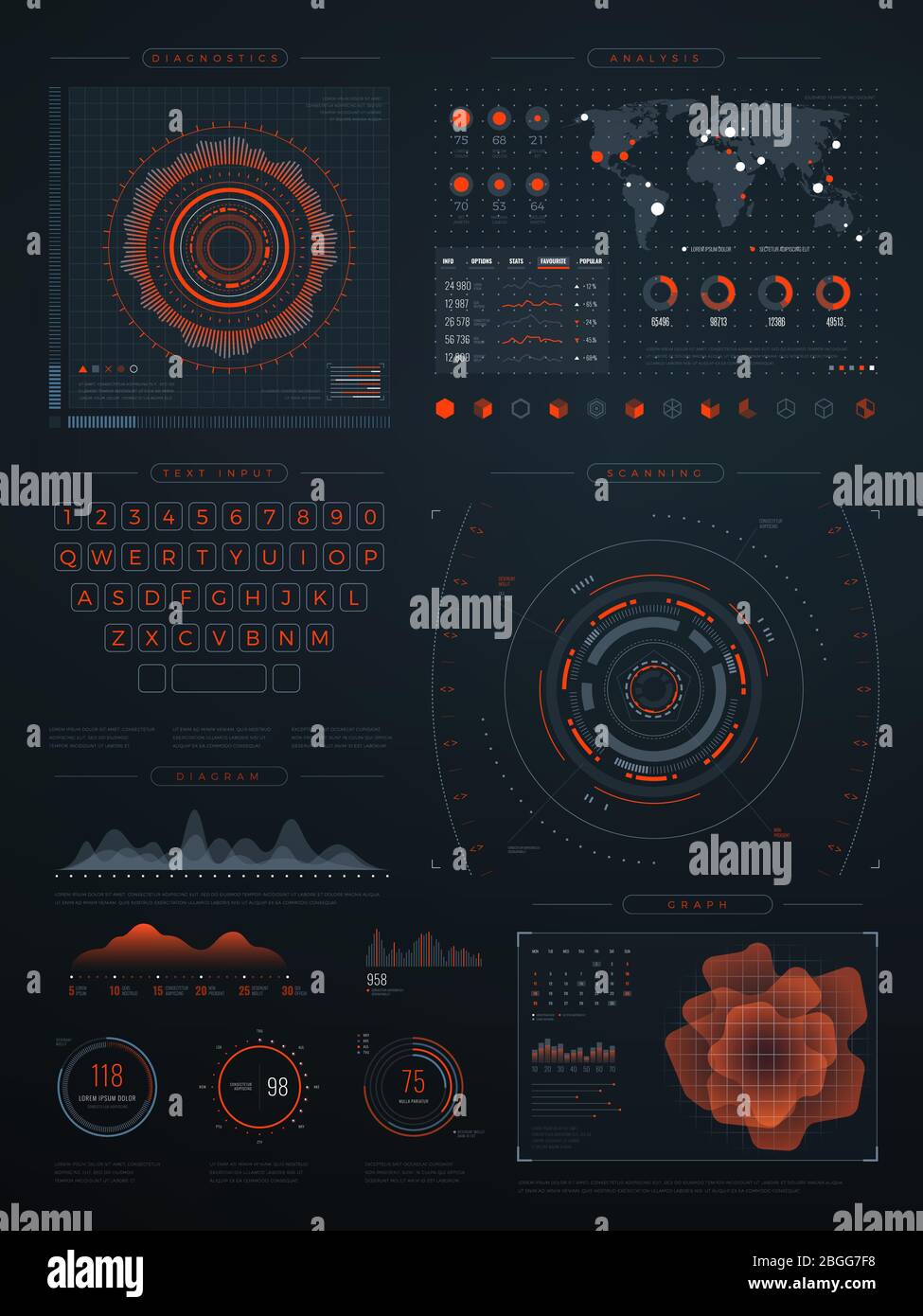 Digital futuristic hud virtual interface. Vector technology screen with ...