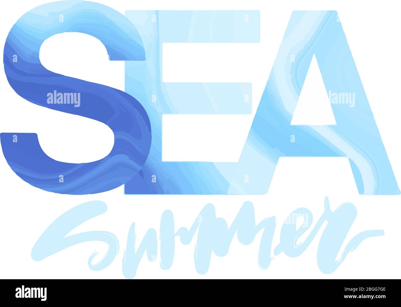 Bright Vector illustration with the word sea creative typography with ...