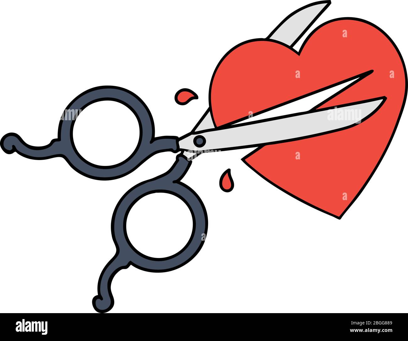 tattoo in traditional style of scissors cutting a heart Stock Vector ...