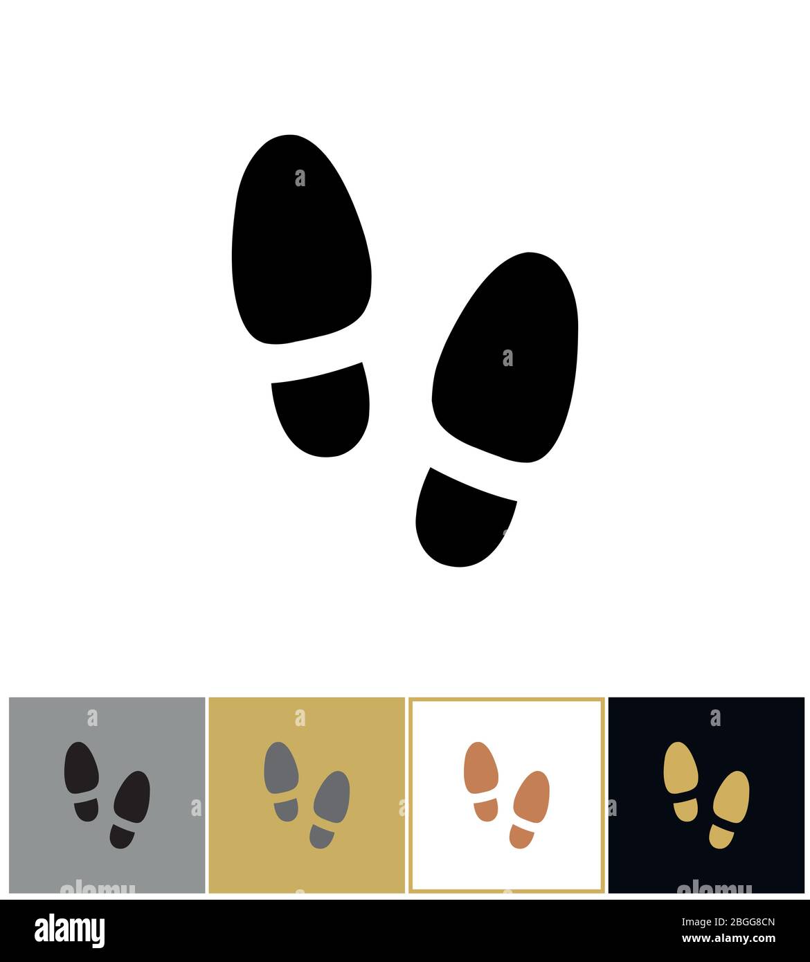 Shoe step print icon, shoes footstep sign or shoeprint symbol on gold ...