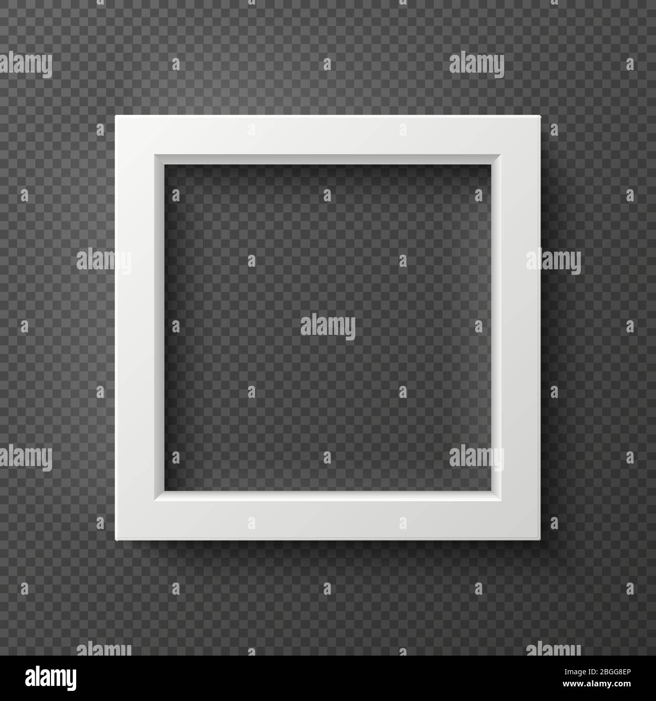 Empty square white 3d wall frame for creative picture vector mockup ...