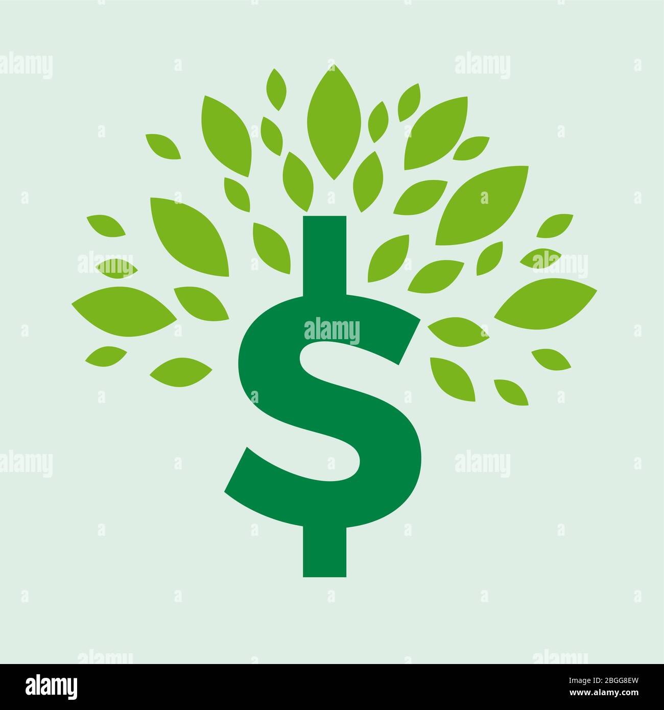 Green deal. Conceptual illustration with leaves and dollar sign Stock ...