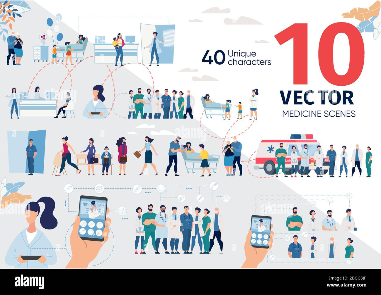 Modern Clinic Services and Personnel Vectors Set Stock Vector Image ...