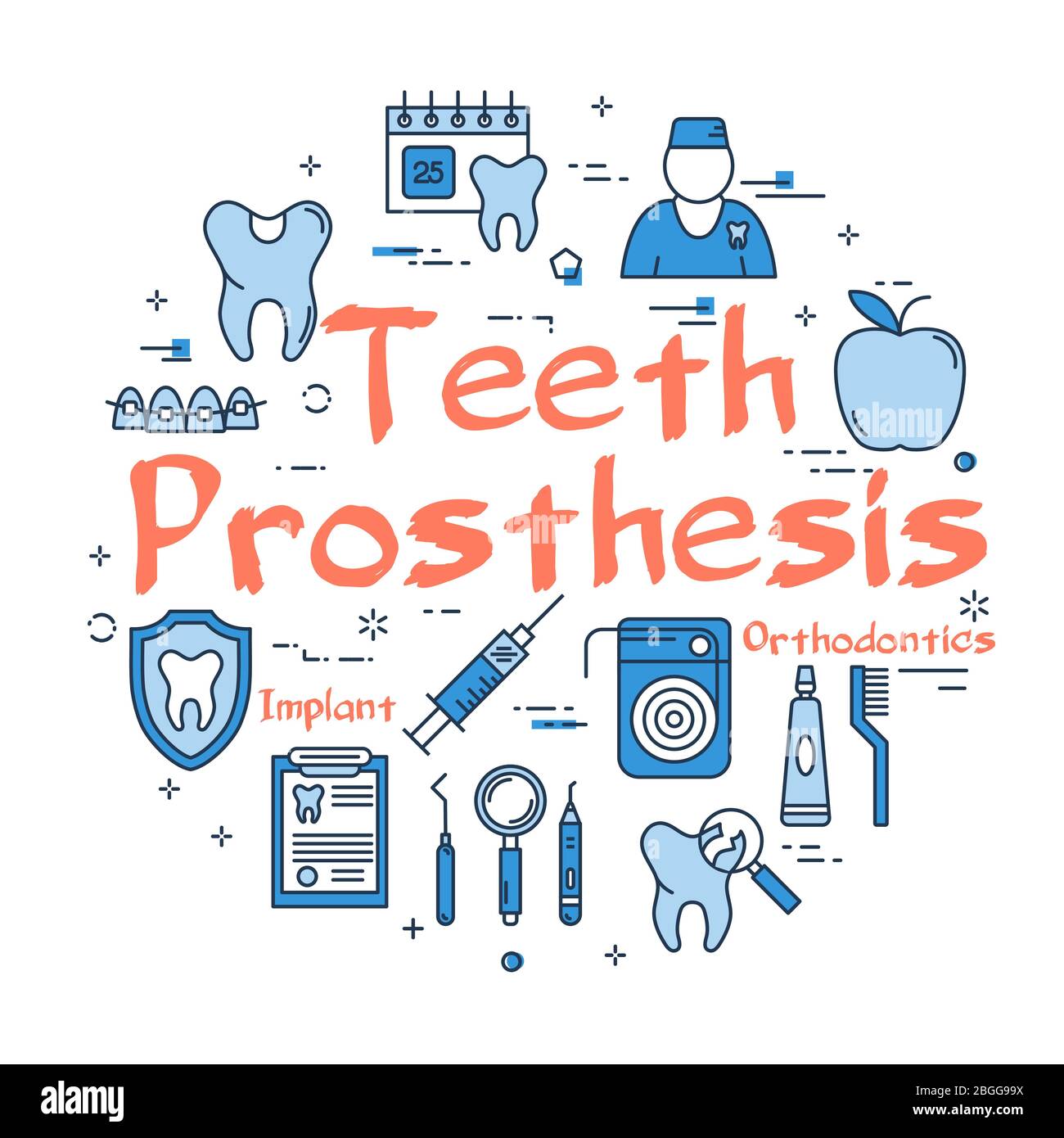 Vector linear round web banner - Teeth Prosthesis Stock Vector Image ...