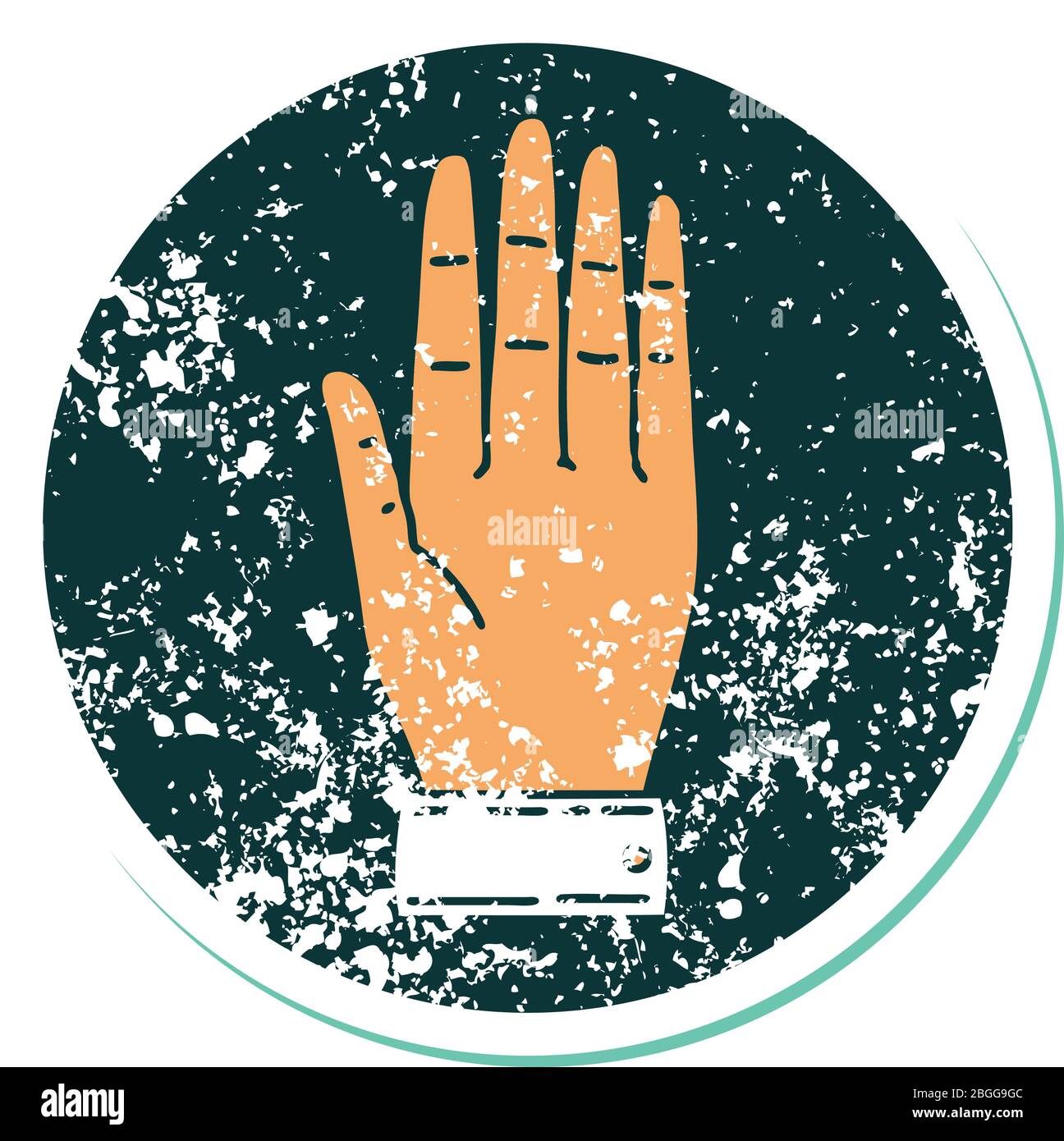 iconic distressed sticker tattoo style image of a hand Stock Vector ...
