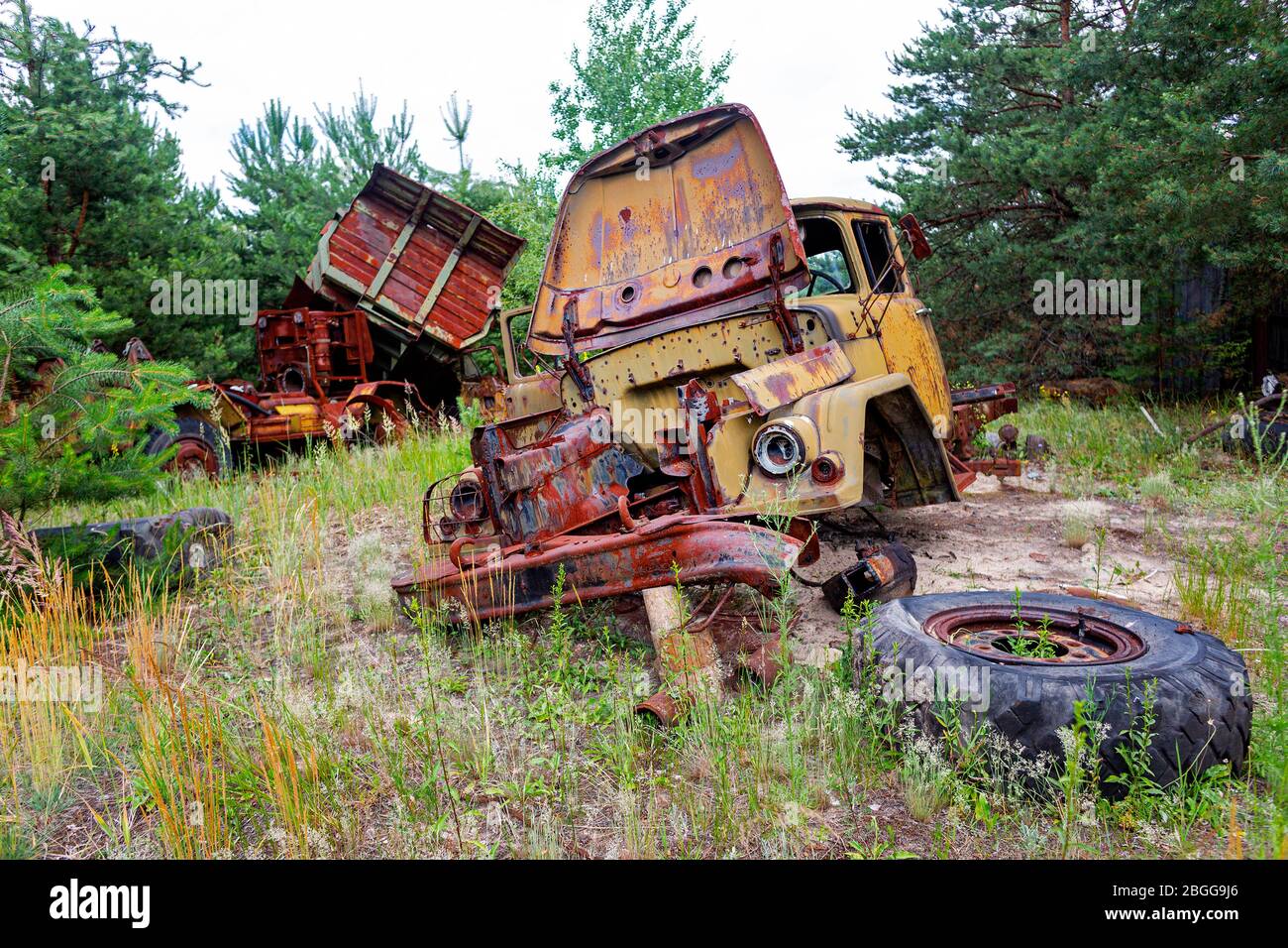 The June 18, 2019, photo of a destroyed military vehicle in abandoned ...
