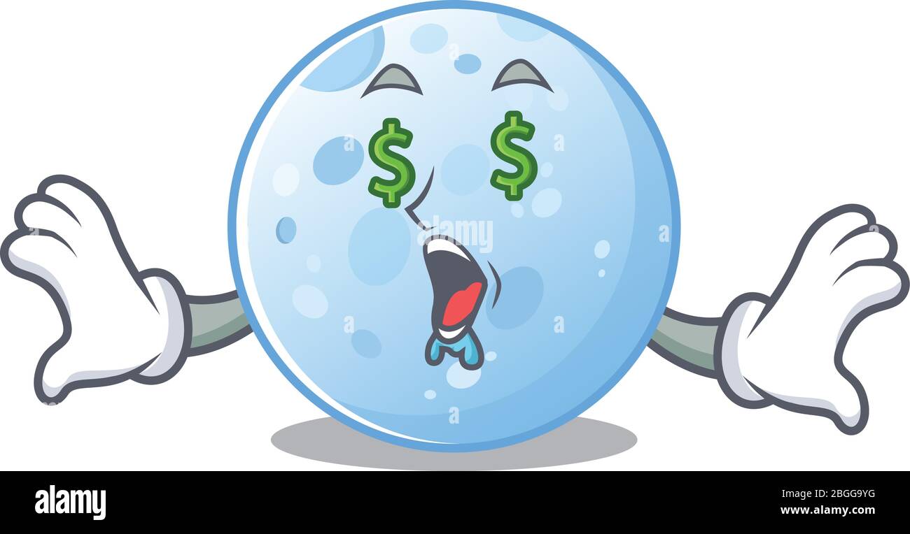 Rich cartoon character design of blue moon with money eyes Stock Vector ...