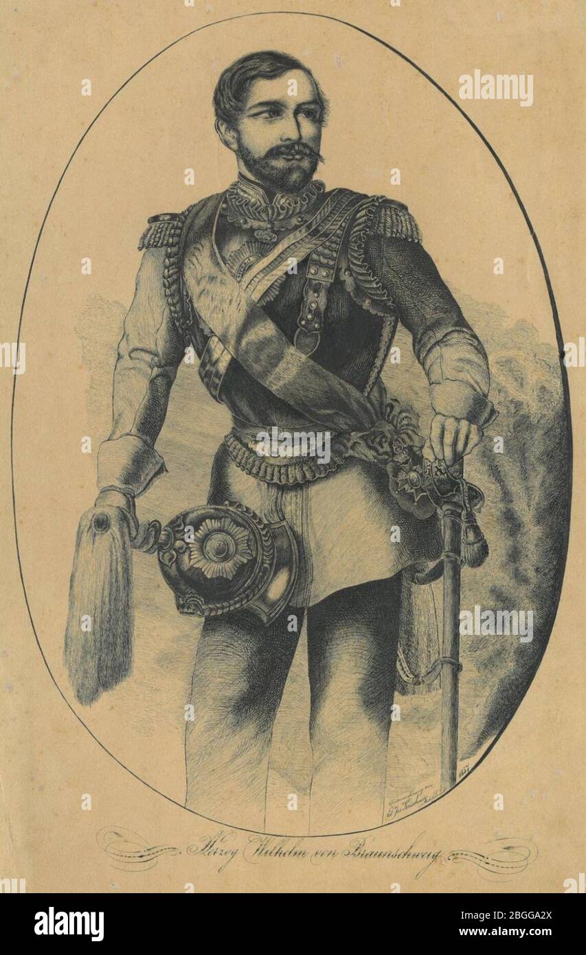 Herzog Wilhelm von Braunschweig. Federzeichnung von Ed. Jos. Kerschner, Stabsfeldwebel, 1857 ...