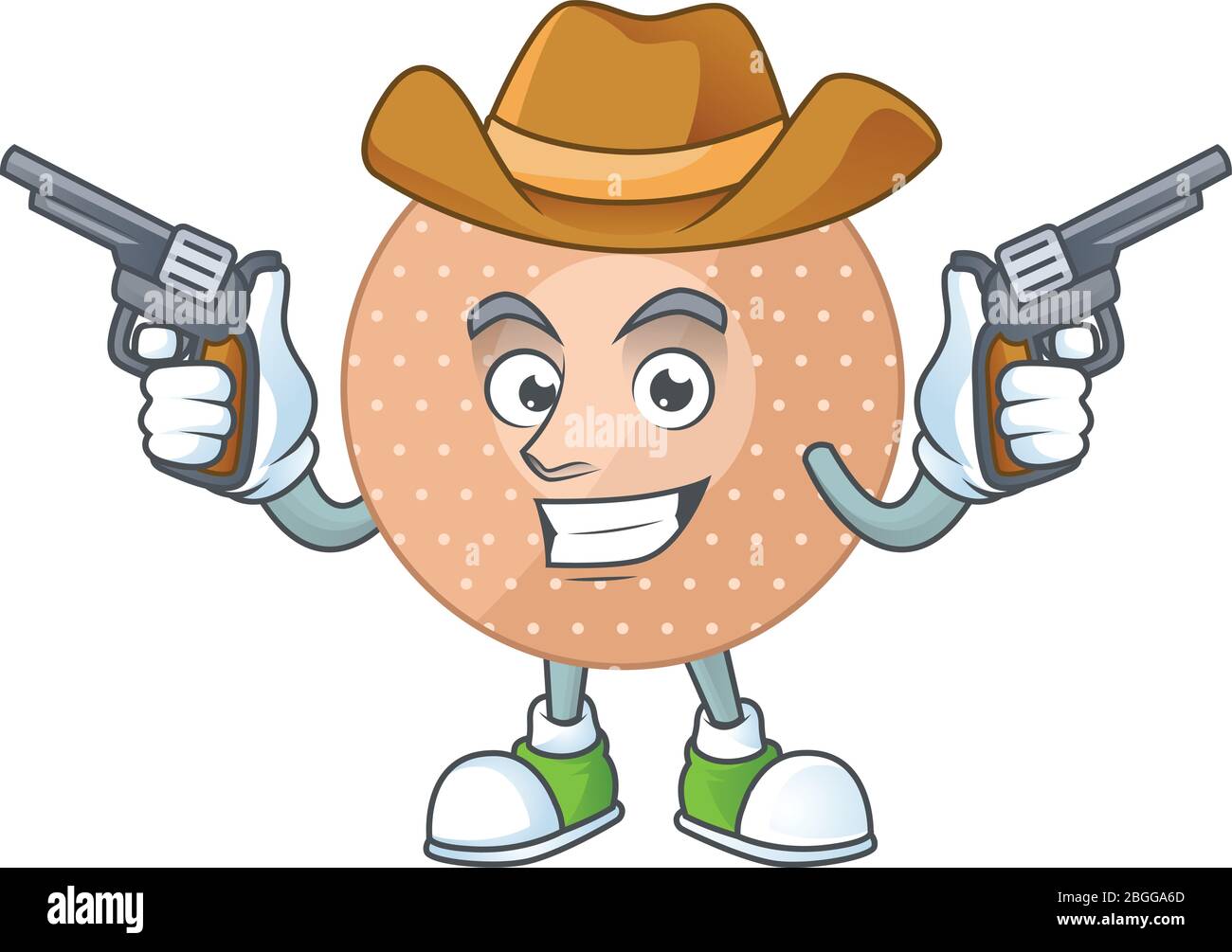 A cowboy cartoon character of rounded bandage holding guns Stock Vector ...