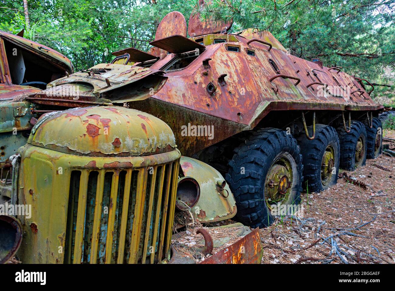 The June 18, 2019, photo of a destroyed military vehicle in abandoned ...