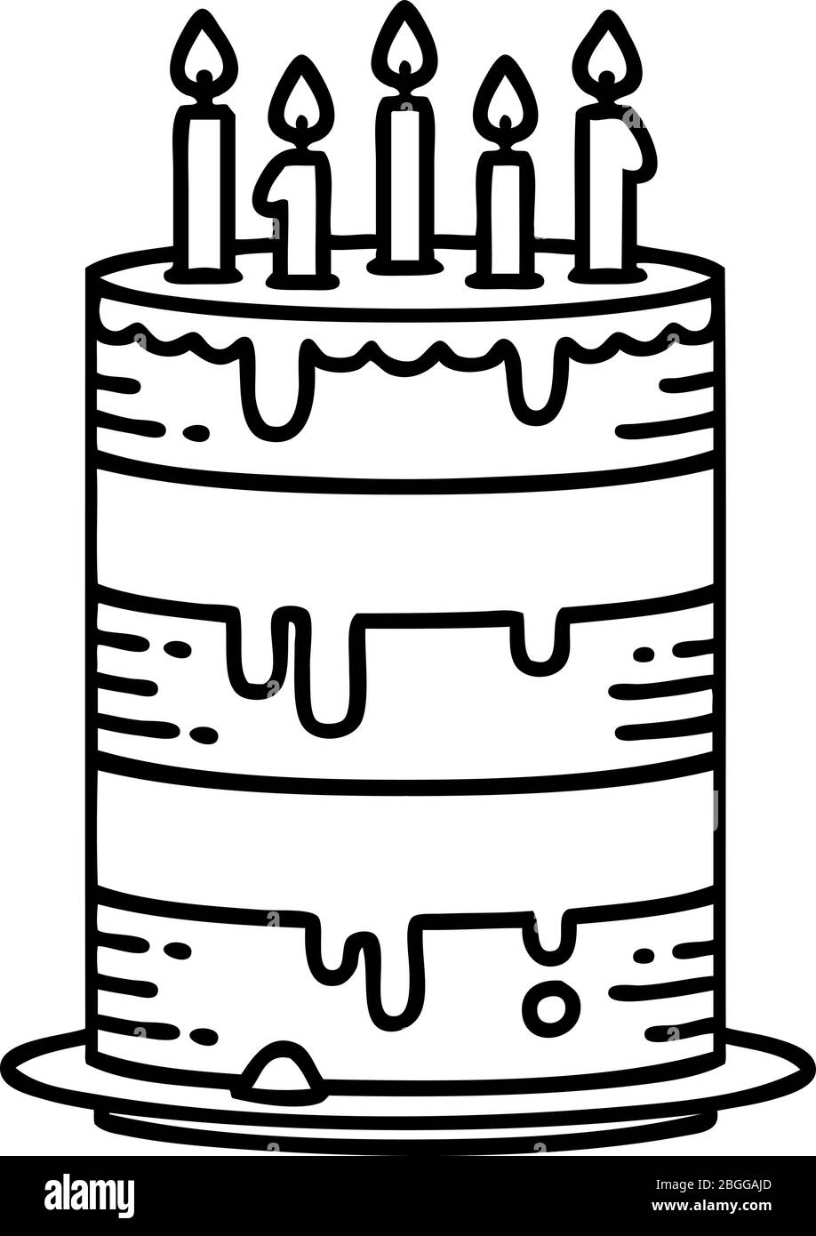 tattoo in black line style of a birthday cake Stock Vector Image & Art ...