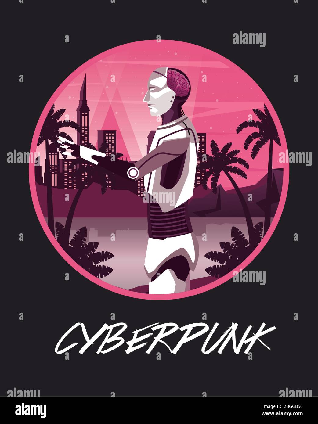 cyber punk poster with humanoid robot Stock Vector Image & Art - Alamy
