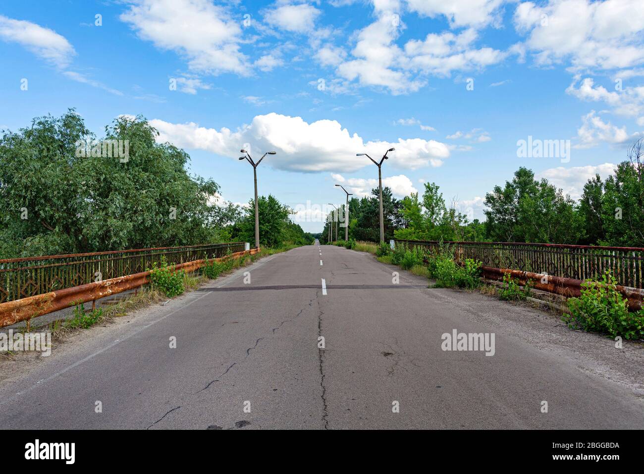 The June 18, 2019, photo of the Bridge of Death in Pripyat in an ...