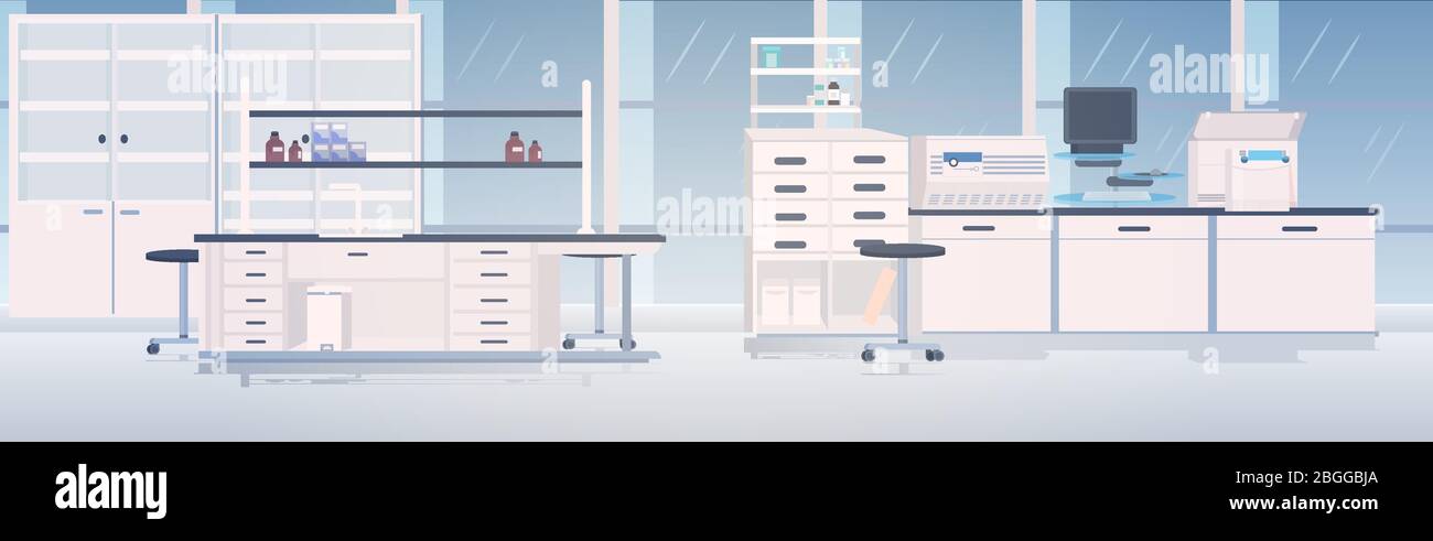 modern lab interior empty no people chemical laboratory with furniture ...