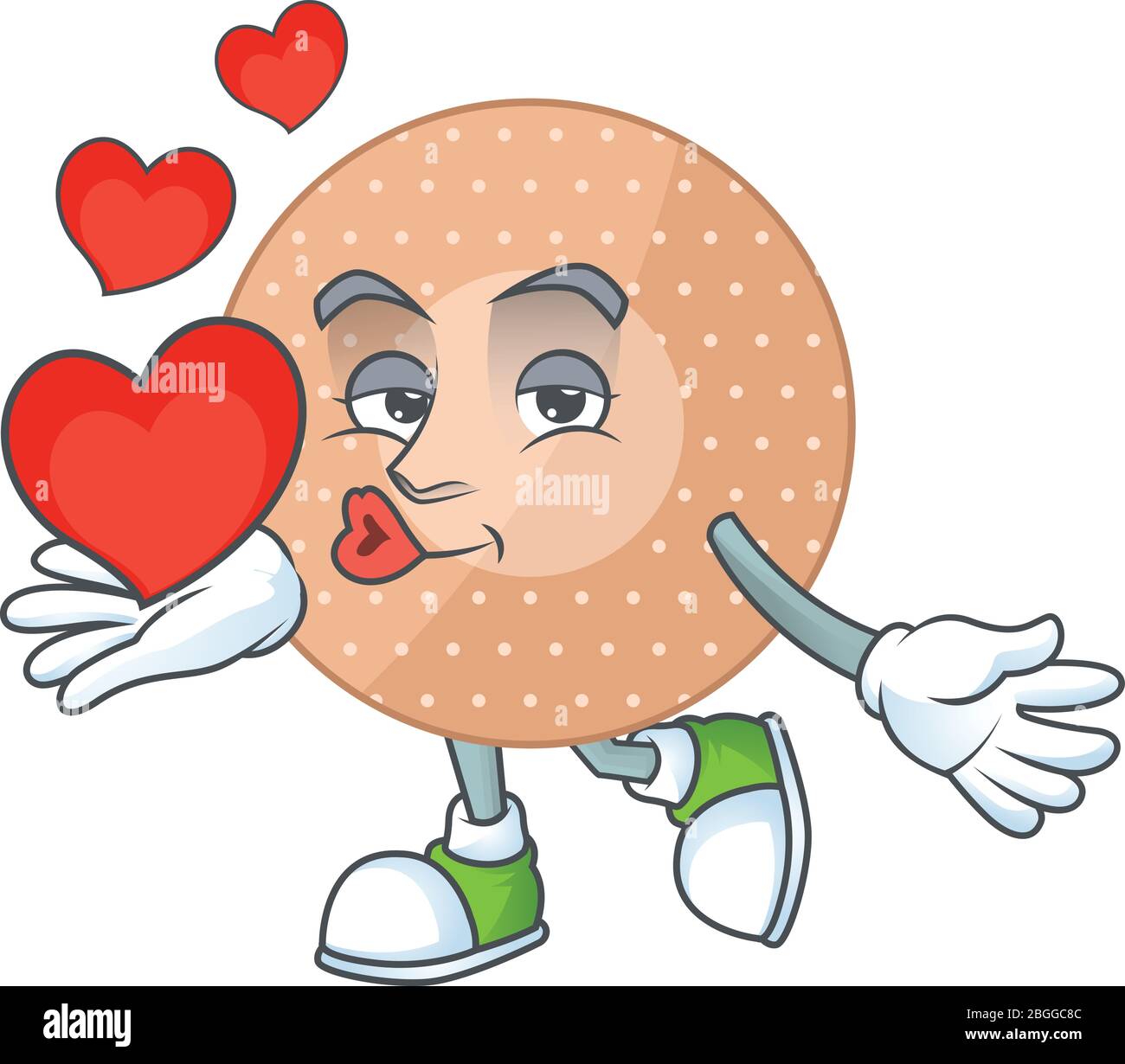 An adorable cartoon design of rounded bandage holding heart Stock ...