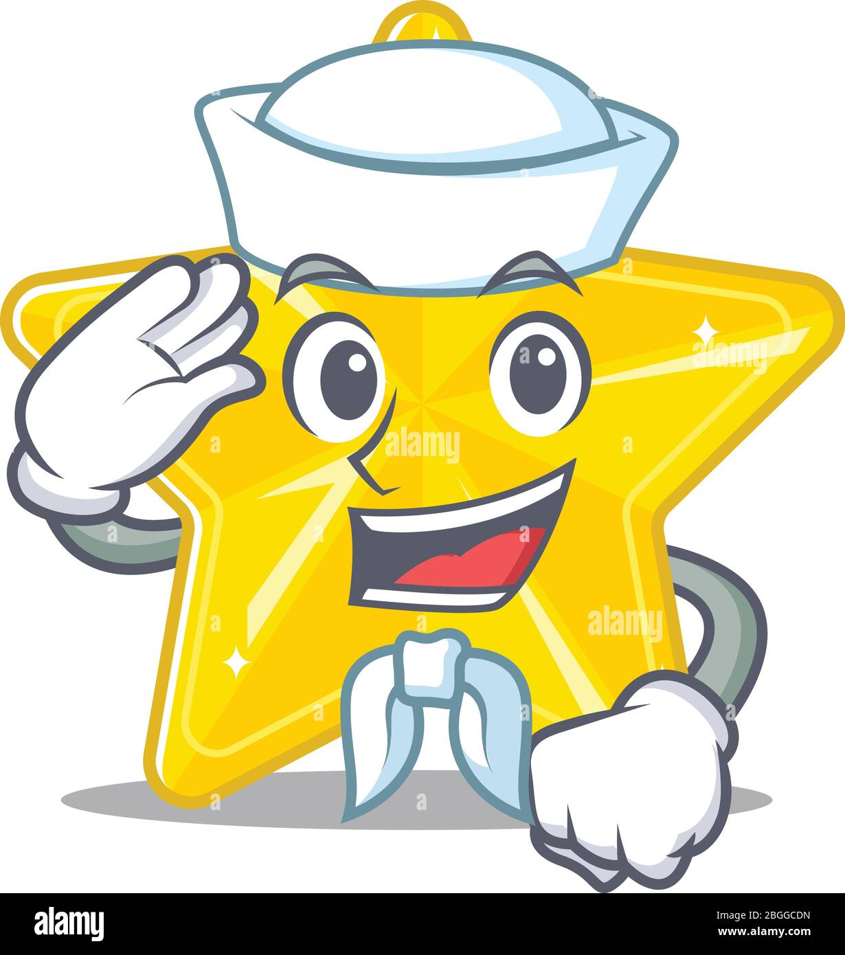 Sailor cartoon character of shiny star with white hat Stock Vector ...