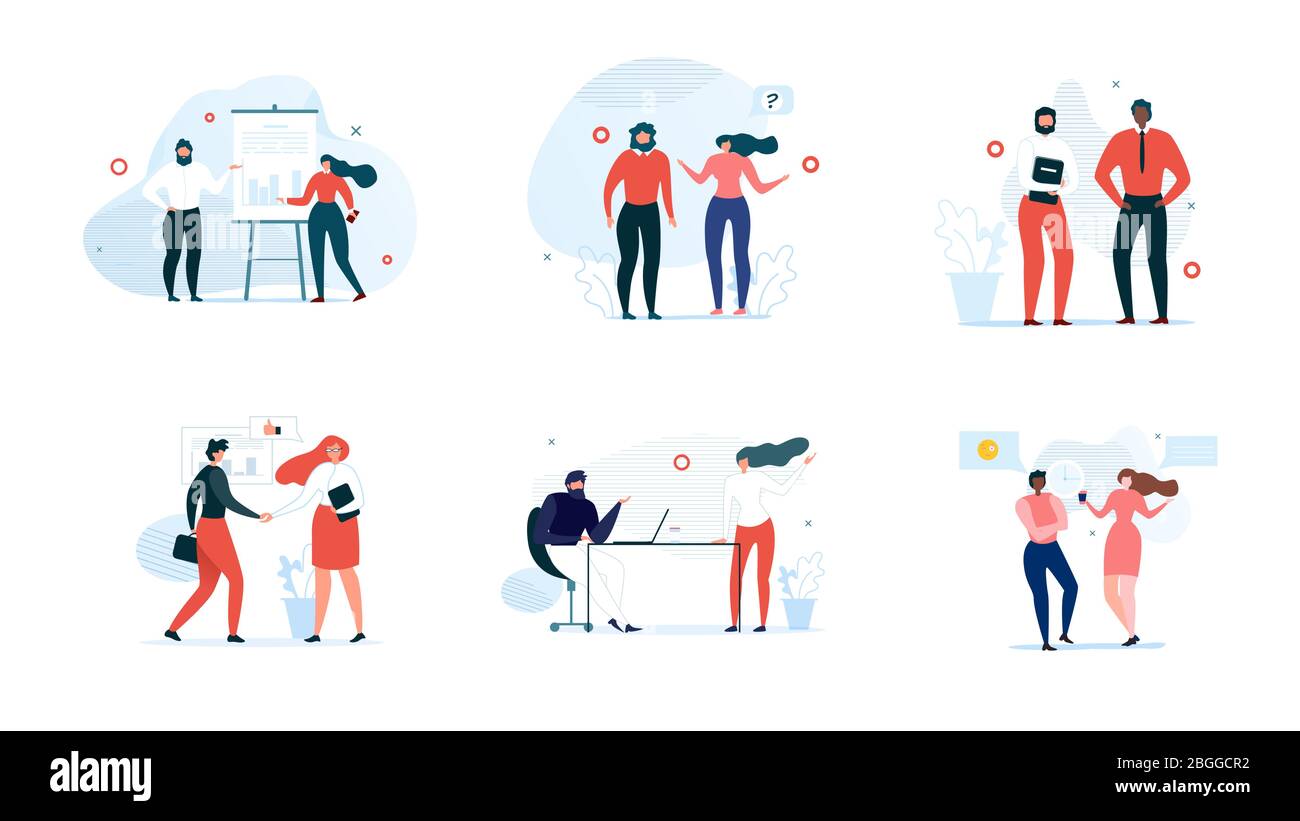 Diverse Multiracial People Formal and Informal Conversation Set. Male ...