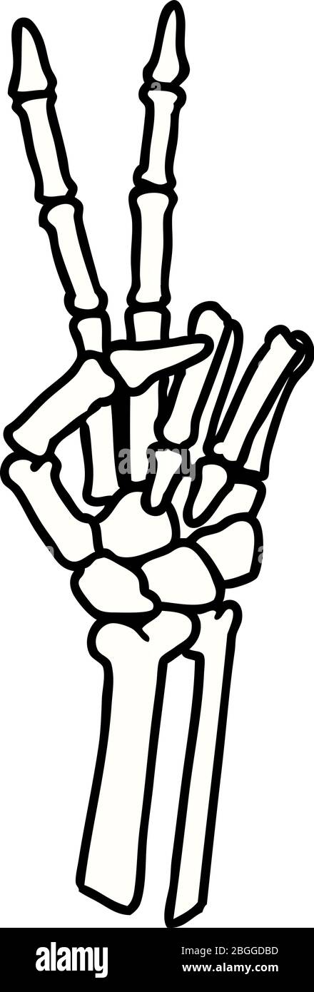 tattoo in traditional style of a skeleton giving a peace sign Stock ...