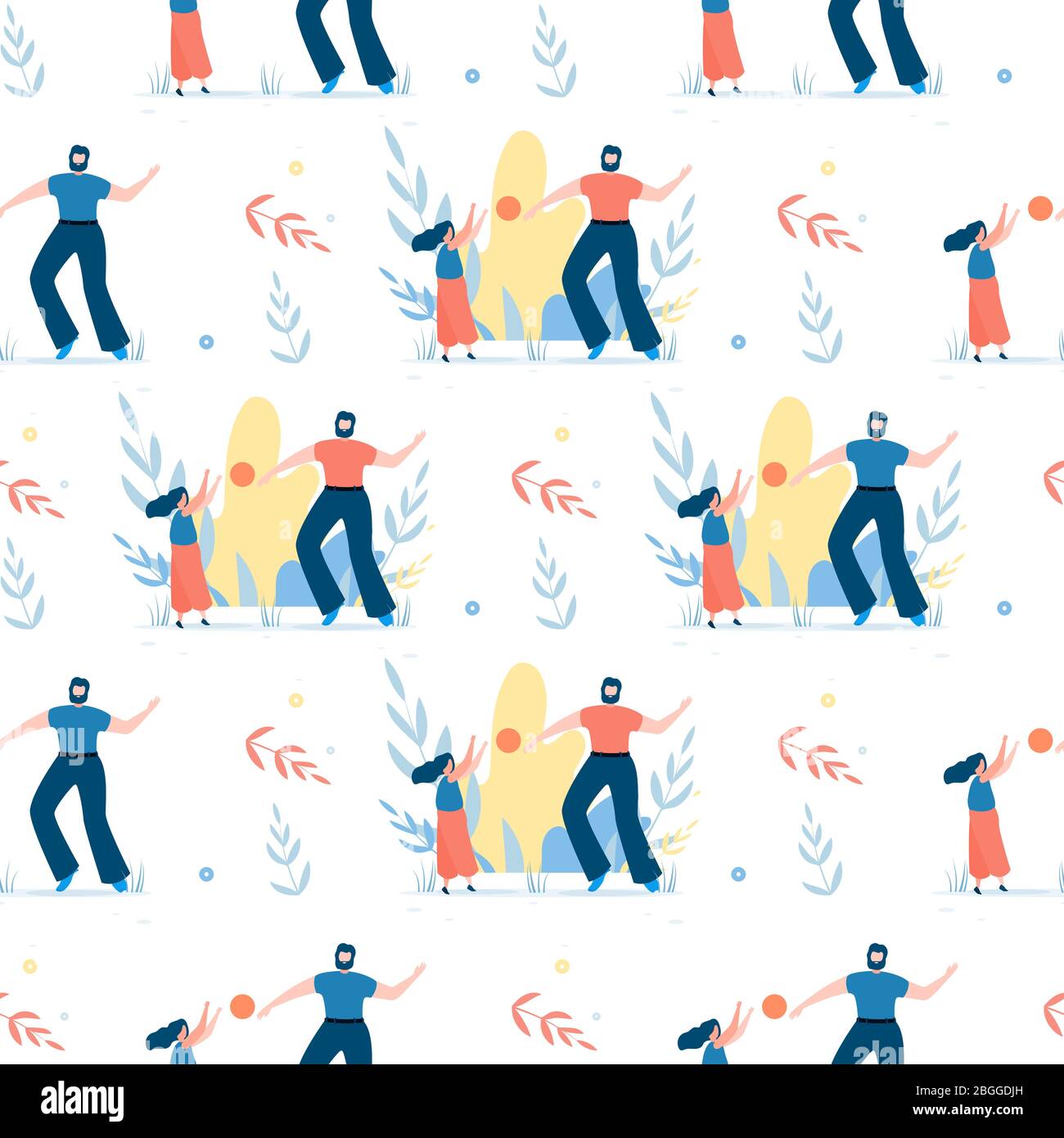 Happy Summertime Seamless Pattern. Outdoors Activities Texture. Father ...