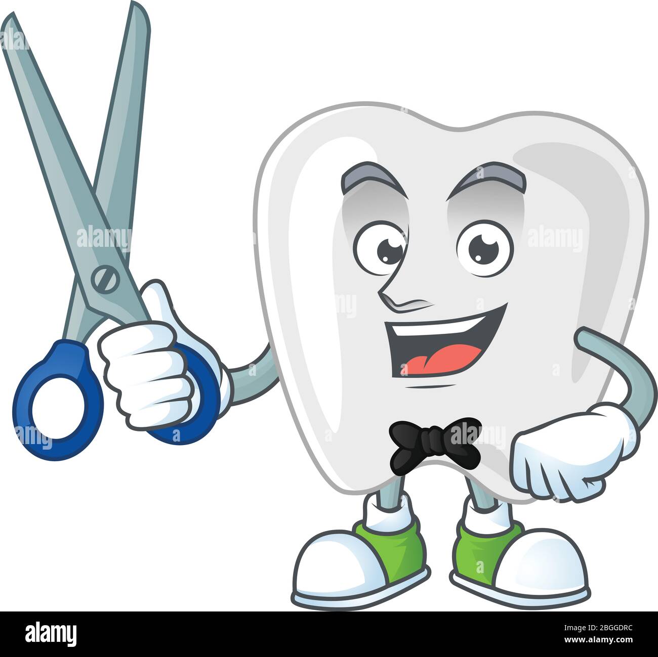 Cute Barber teeth cartoon character style with scissor Stock Vector ...