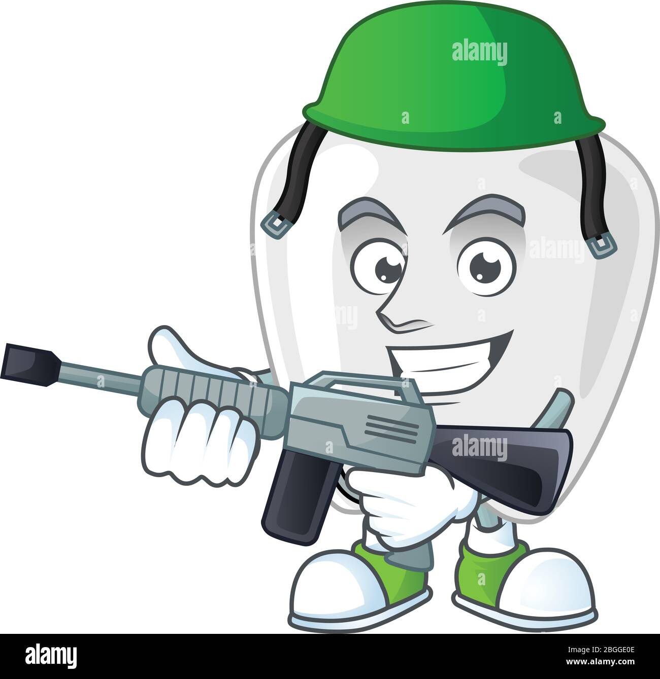 An elegant teeth Army mascot design style using automatic gun Stock ...
