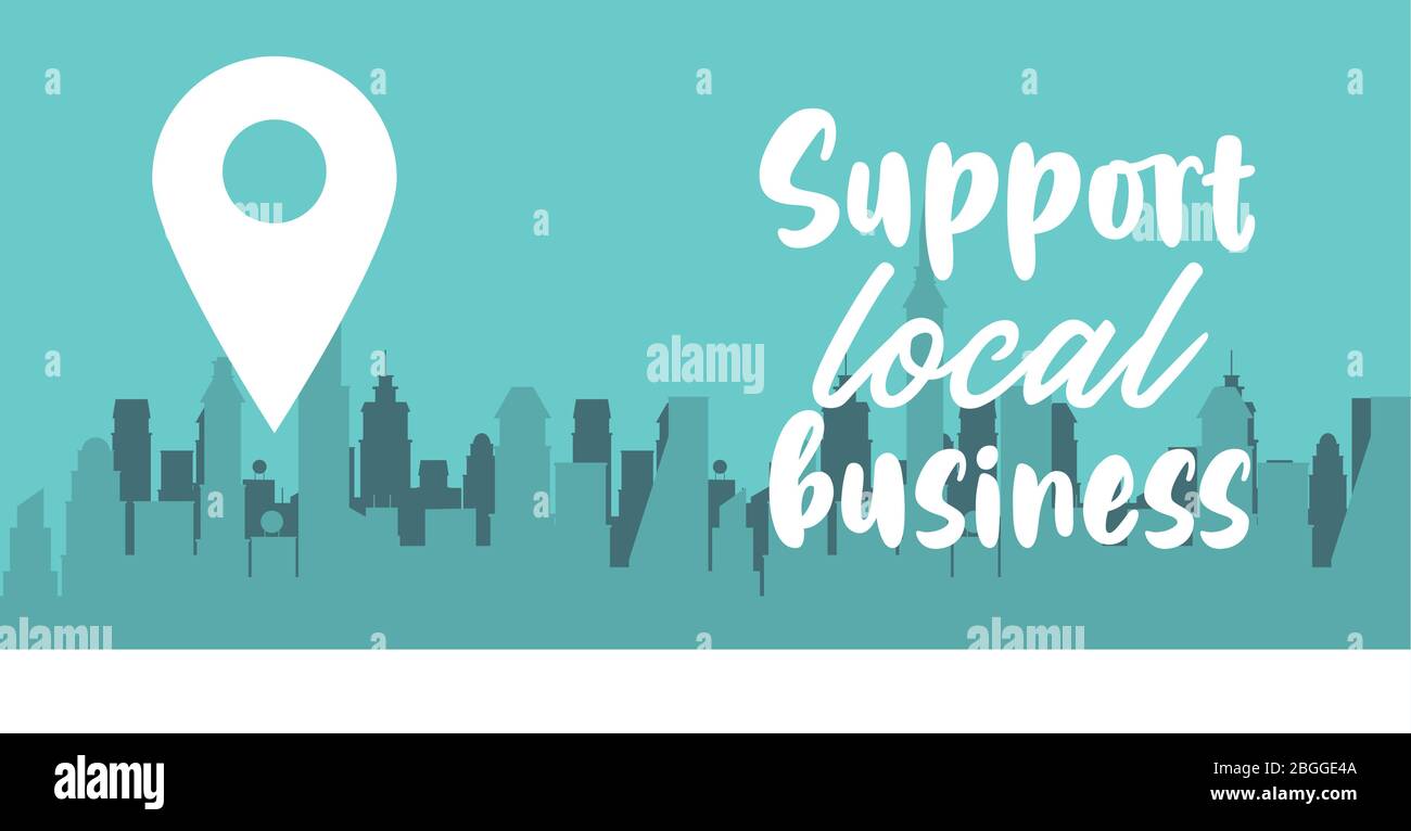 support local business poster with pin location Stock Vector Image ...
