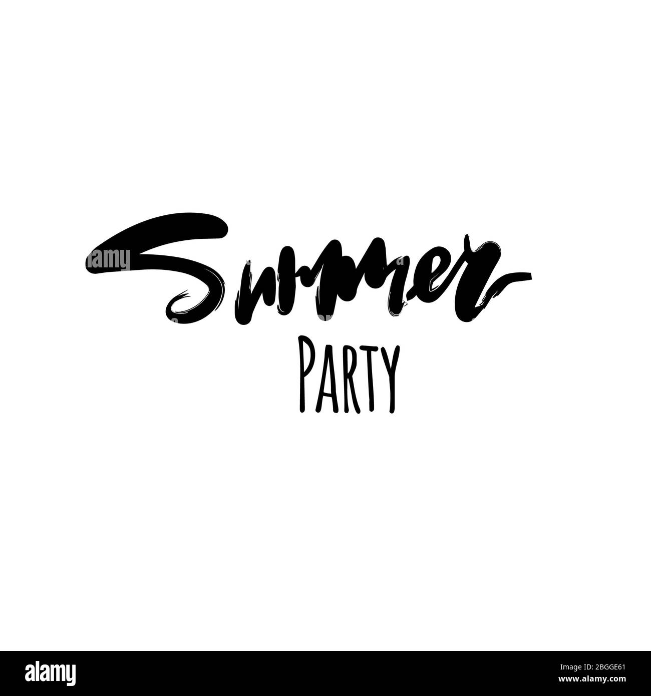 hand lettering text summer party black color on white Stock Photo - Alamy
