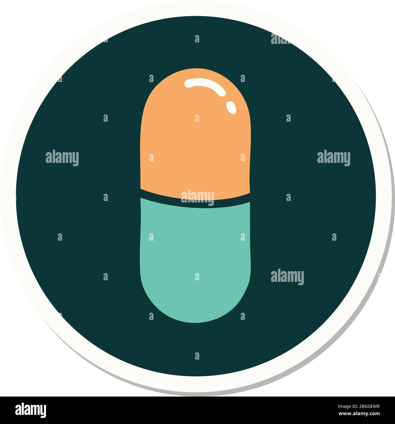 sticker of tattoo in traditional style of a pill Stock Vector Image ...