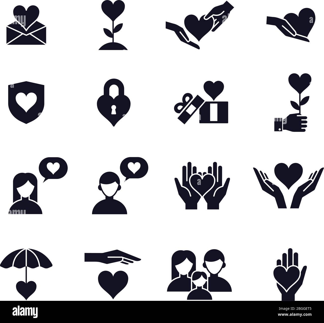 Love and heart icons. Love couple, family, children and romantic ...