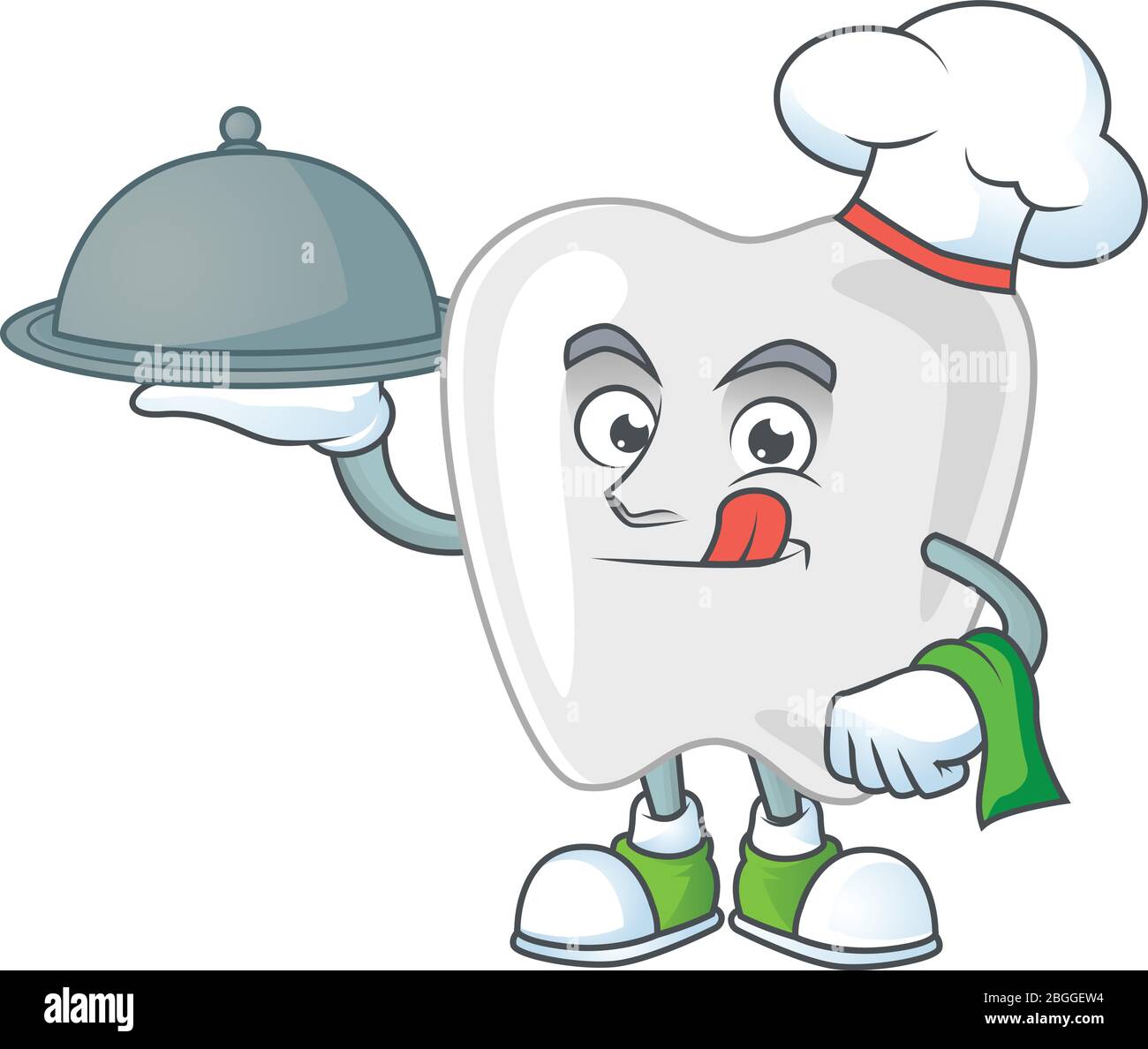 A teeth chef cartoon design with hat and tray Stock Vector Image & Art ...
