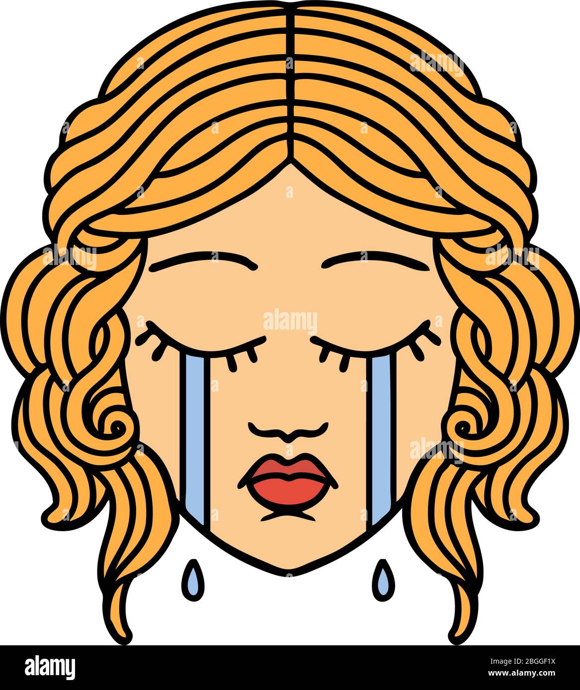 tattoo in traditional style of female face crying Stock Vector Image ...