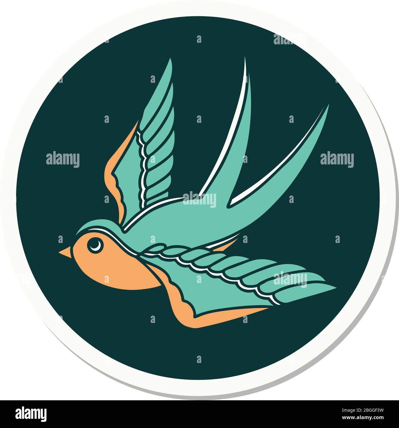 sticker of tattoo in traditional style of a swallow Stock Vector Image ...