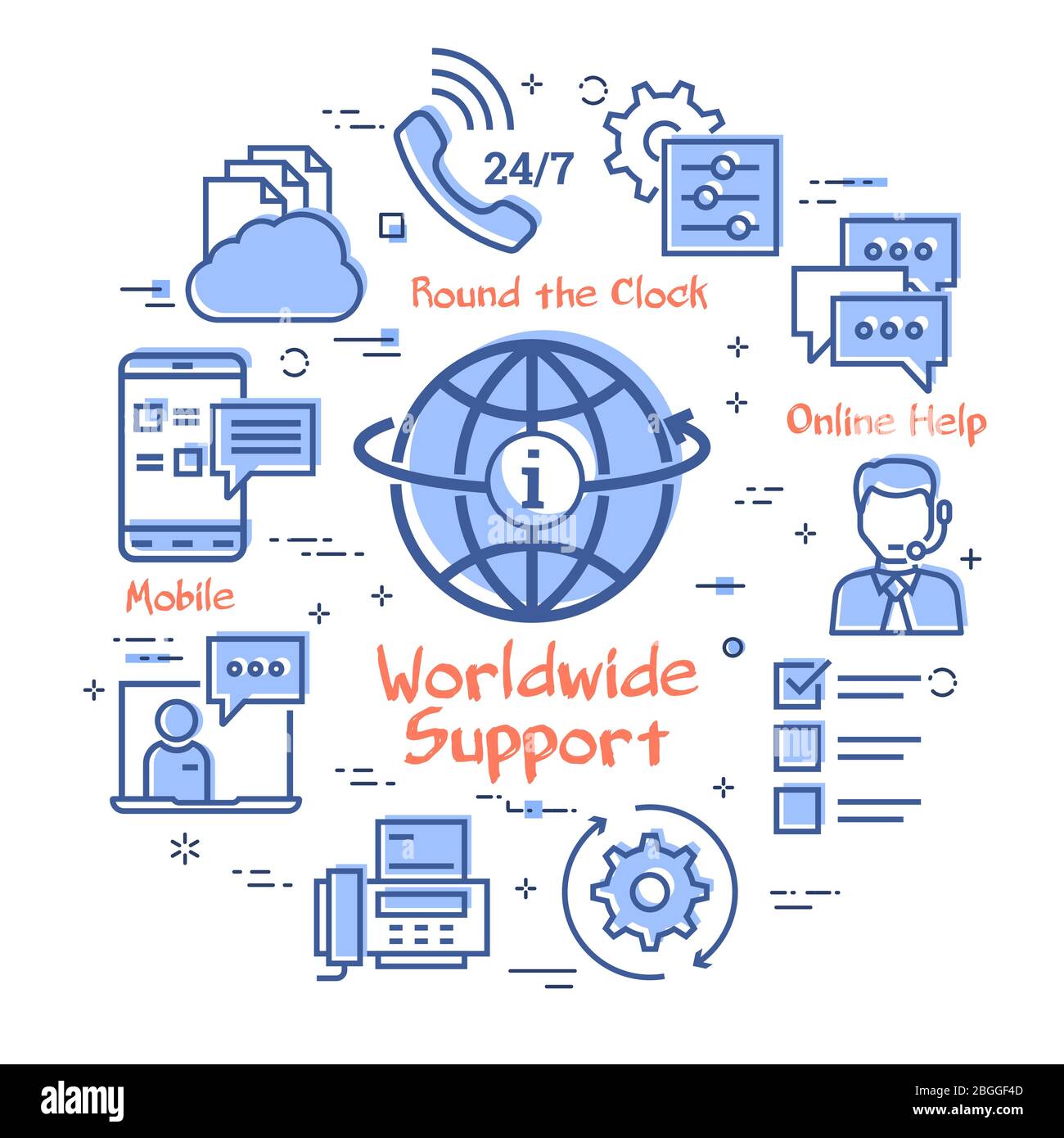 Vector concept of online support - worldwide info icon Stock Vector ...
