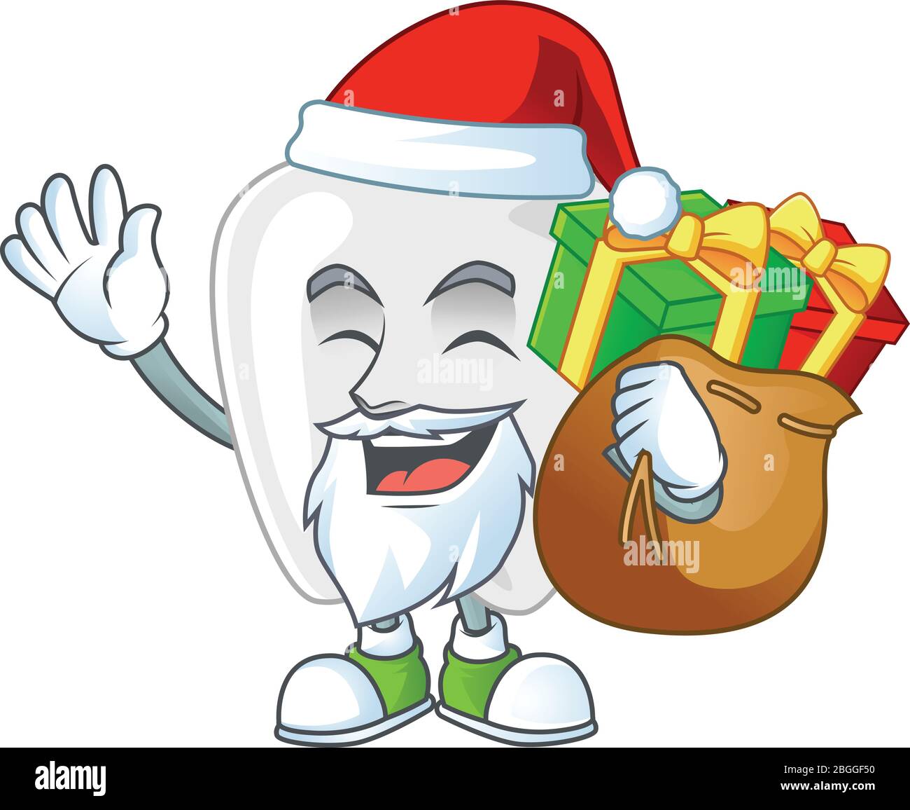 Santa teeth Cartoon character design with sacks of gifts Stock Vector ...