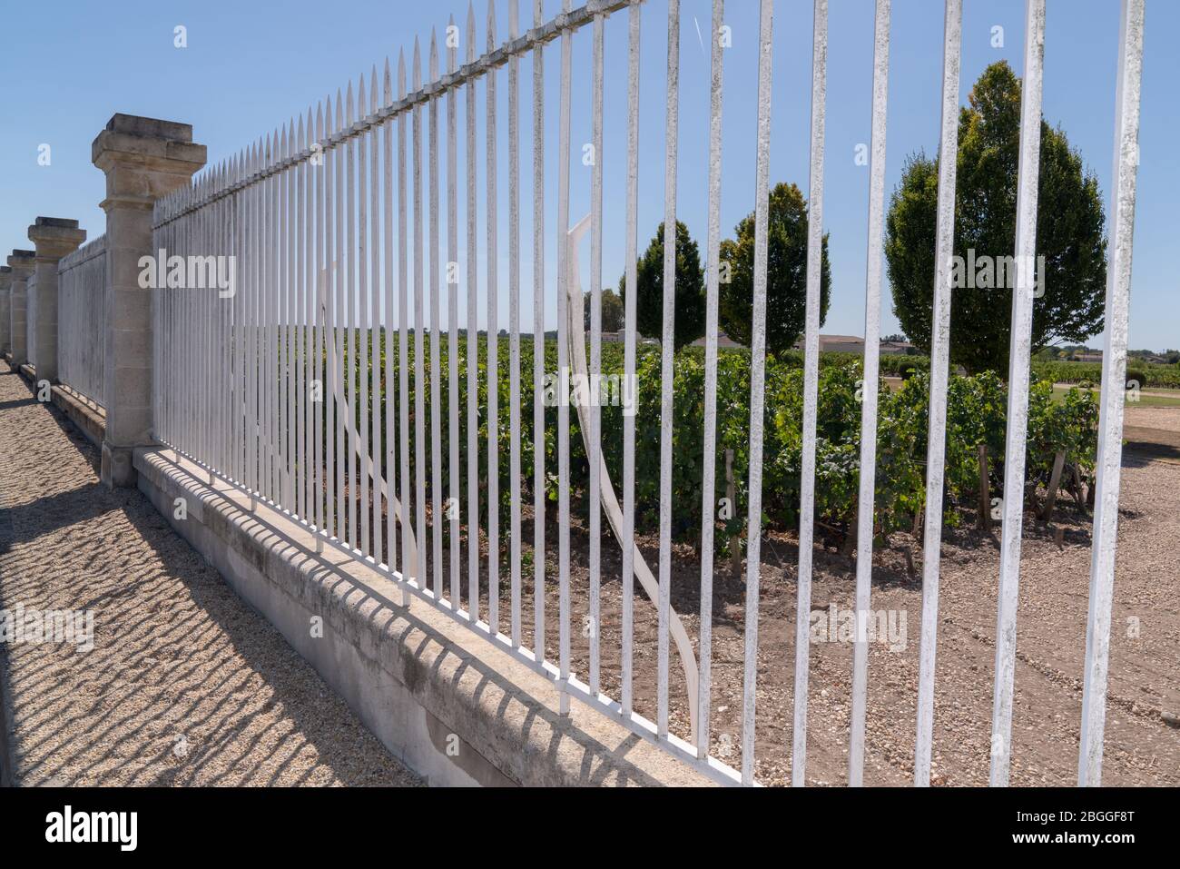 castle property barrier in Margaux castle vineyard of Bordeaux french ...