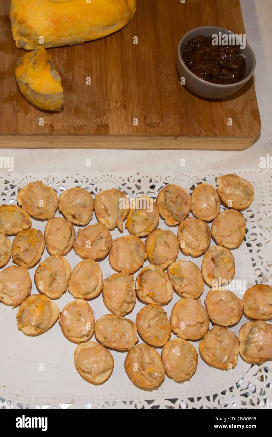 Delicious starter plate with foie gras in party Stock Photo - Alamy