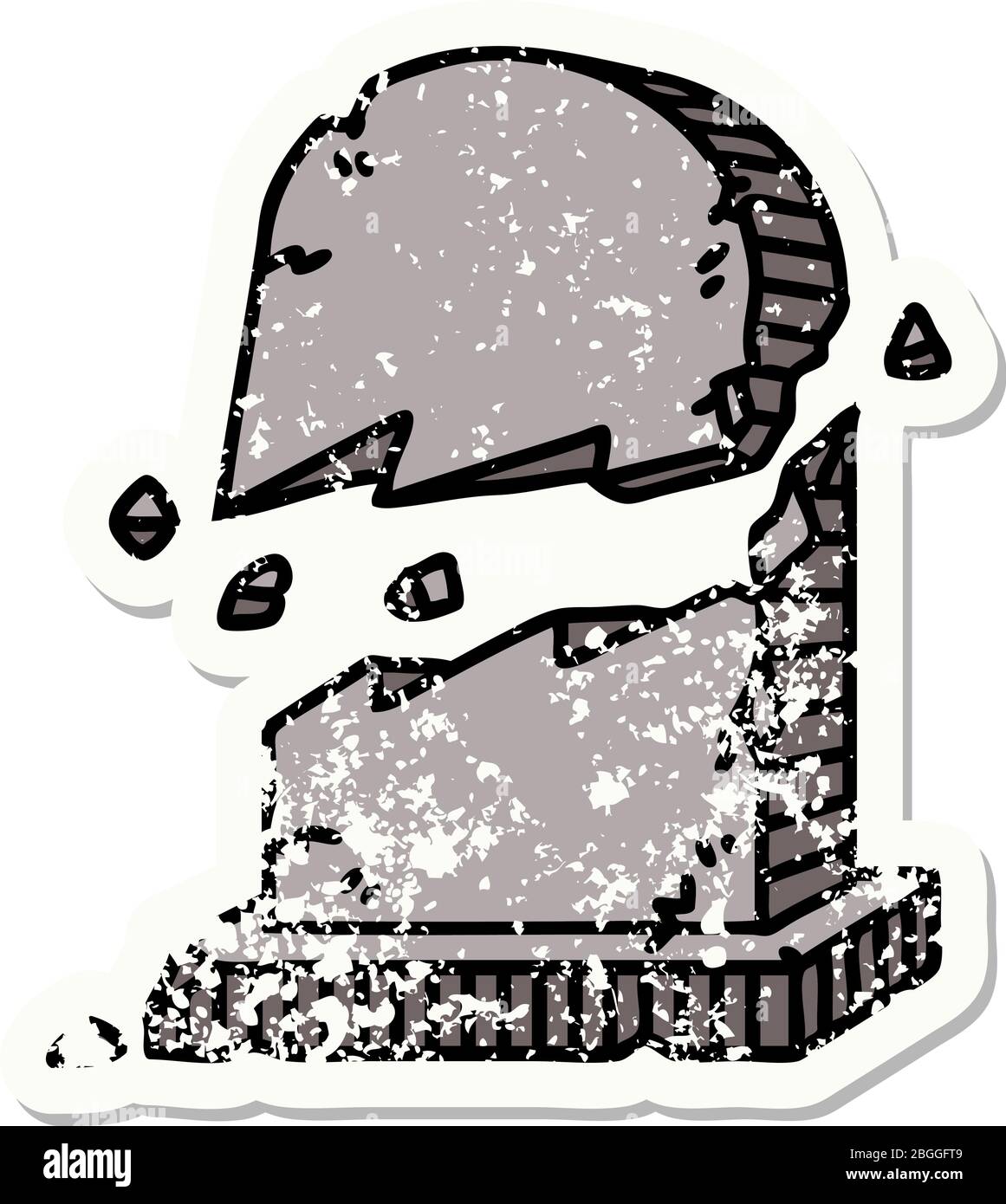 distressed sticker tattoo in traditional style of a broken grave stone ...
