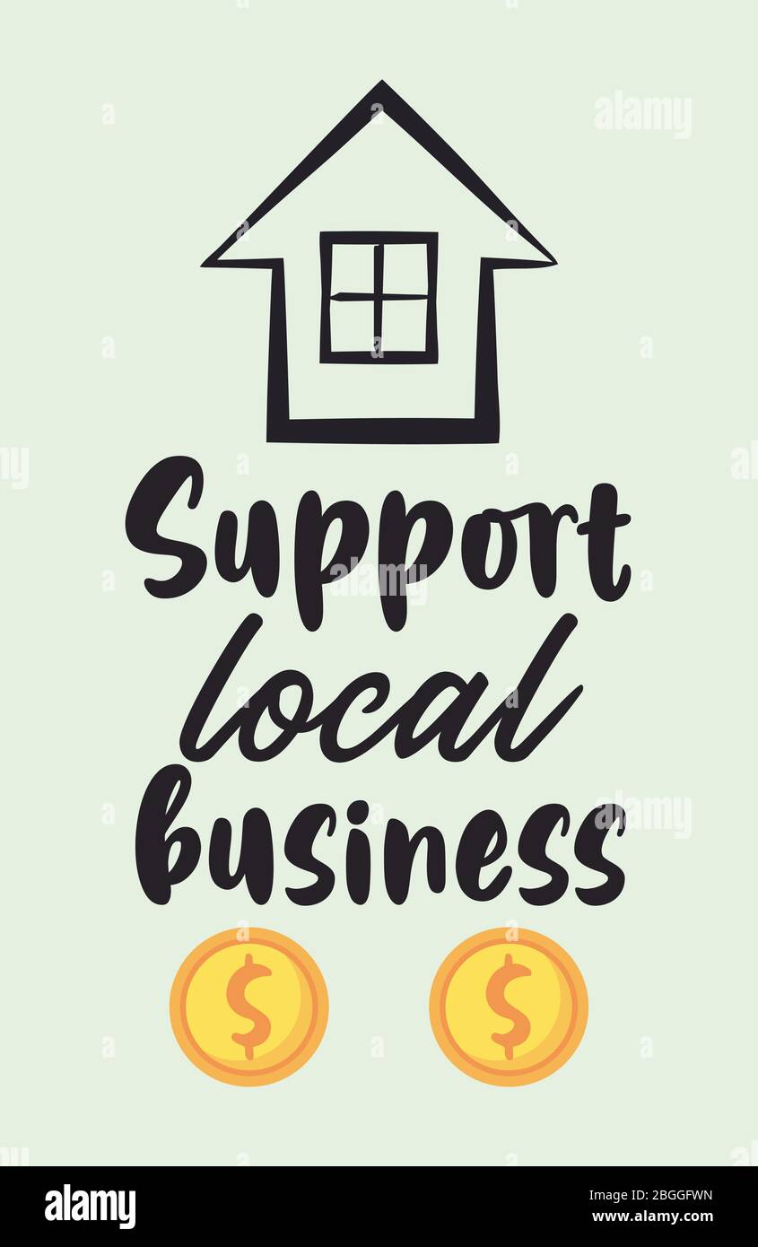 support local business poster with front facade Stock Vector Image ...