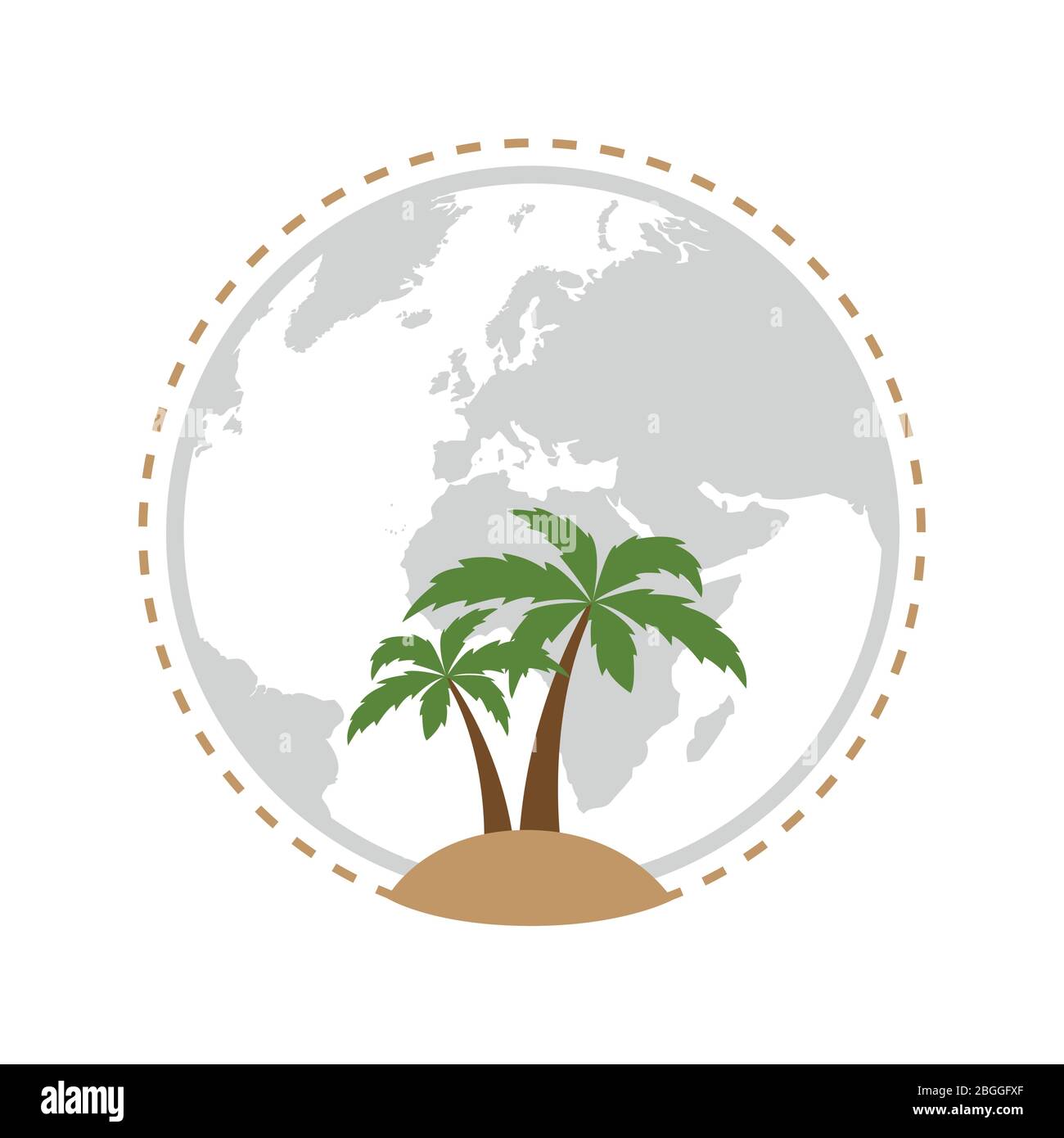 holiday island icon with palm tree isolated on white background vector ...