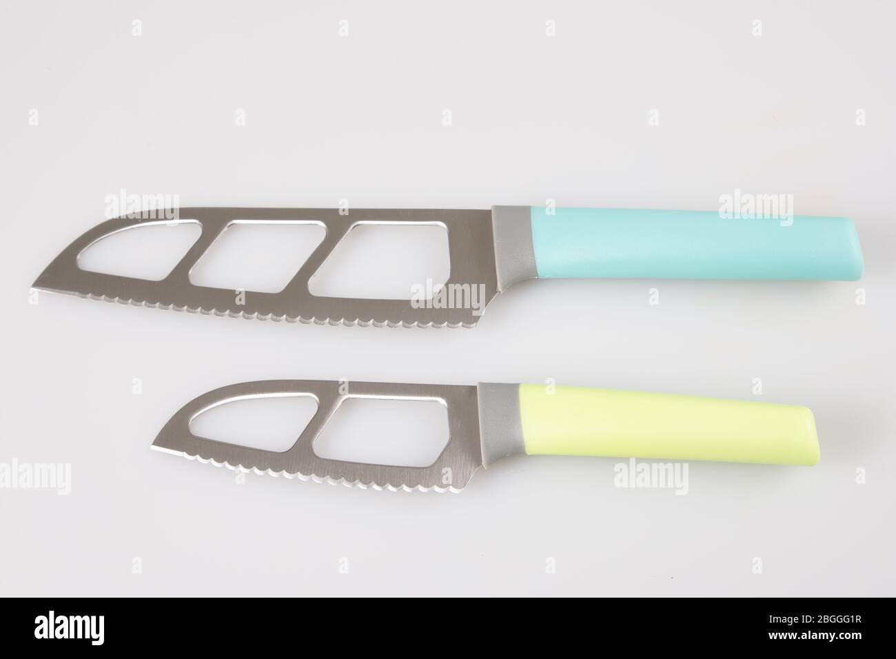 Real two kitchen knives of different colors shapes and sizes Stock ...