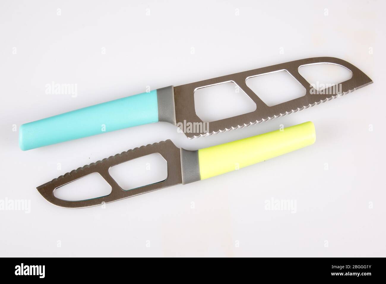 set two knife steel with a plastic handle over white background Stock ...