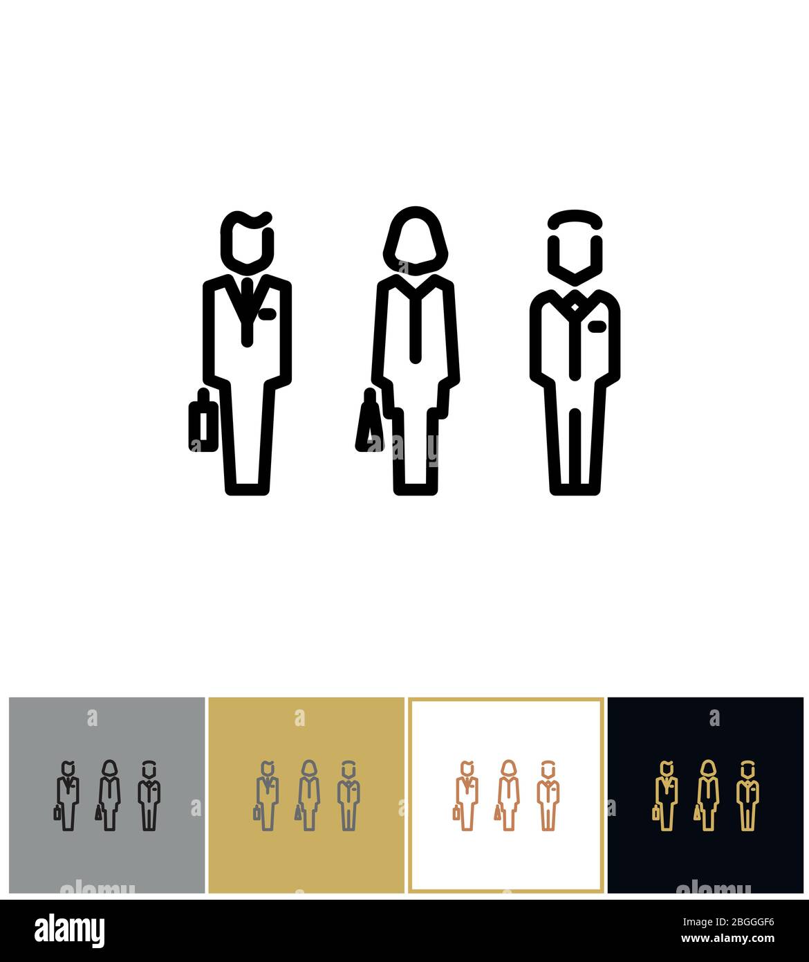 Businessman signs, icon or business persons on gold, black and white ...